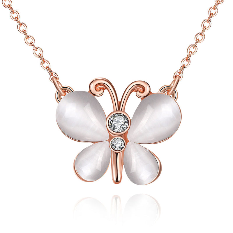 Swarovski Crystal Butterfly Necklace in 18K Rose Gold Plated – Golden ...