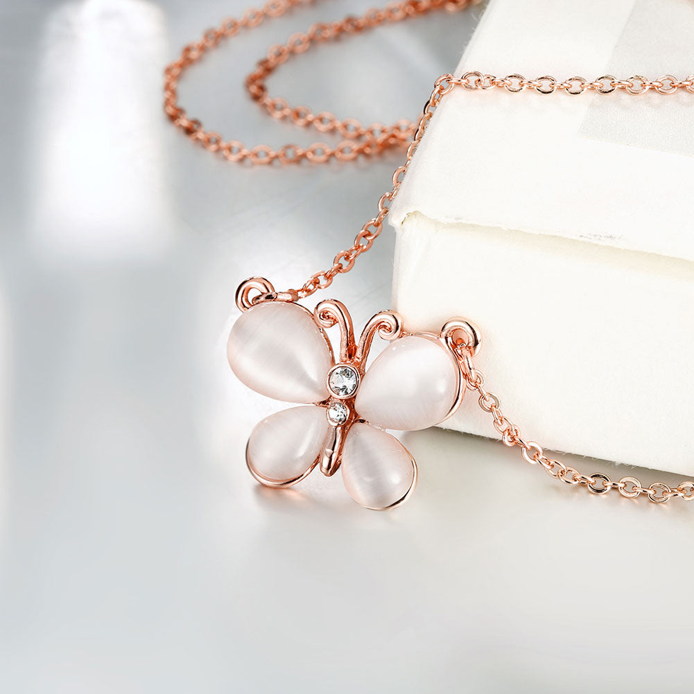 Swarovski Crystal Butterfly Necklace in 18K Rose Gold Plated – Golden ...